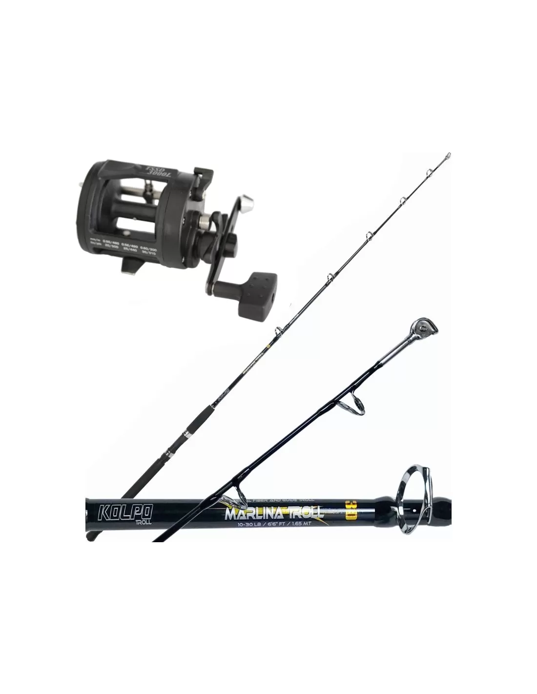 Tatler Combo Fishing Trolling Rod With Pulleys Rotating Reel