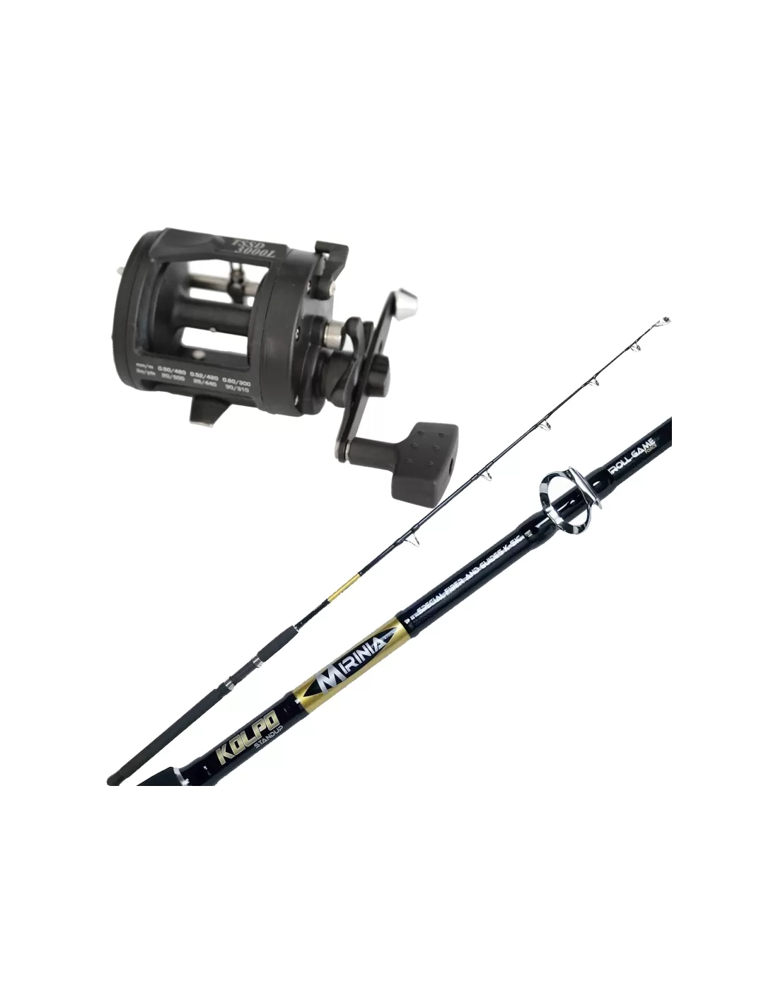 Kit Fishing Coastal Trolling Rod 10 30 lb Rotary Reel with Wire Guide ...